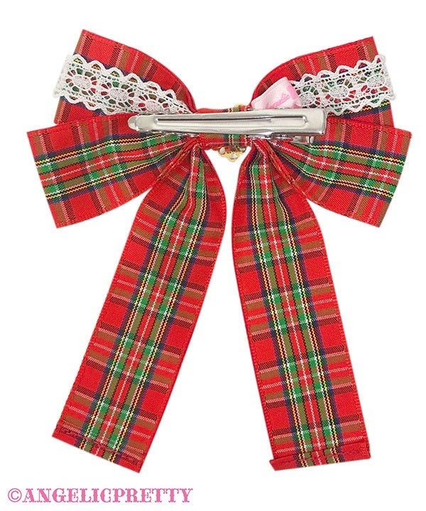 Tartan Feather Ribbon Clip Set by Angelic Pretty