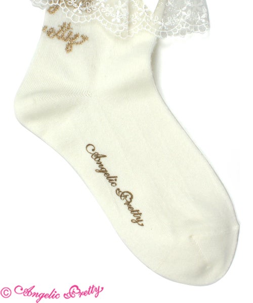 Princess Logo Crew Length Socks (2018 2nd Release) by Angelic Pretty