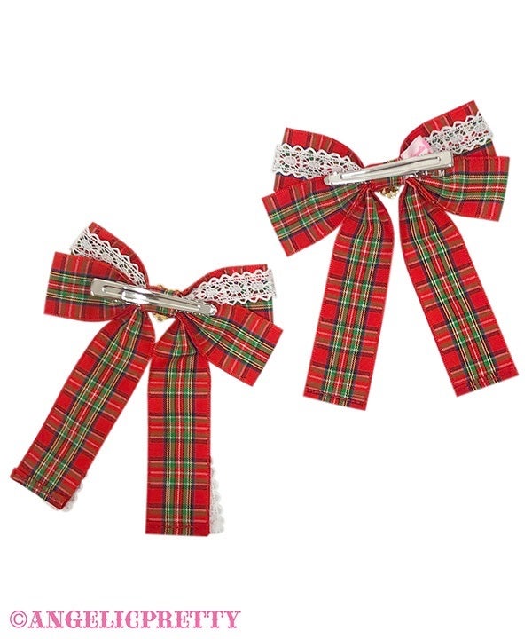 Tartan Feather Ribbon Clip Set by Angelic Pretty