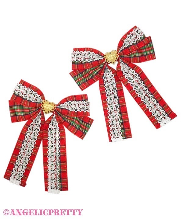 Tartan Feather Ribbon Clip Set by Angelic Pretty