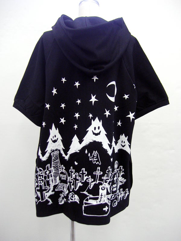 Peace Now ~ Monster Back Print Oversized Short Sleeve Parka by Black ...