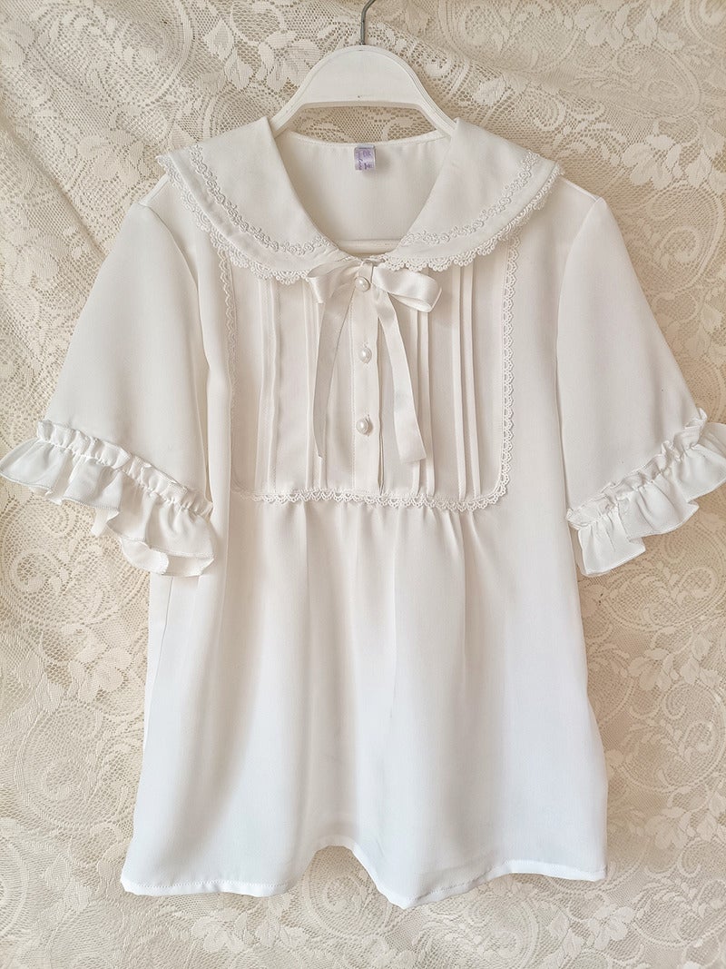 Youlan Lane ~ Detachable Sleeve Chiffon Blouse by Chinese Indie Brand