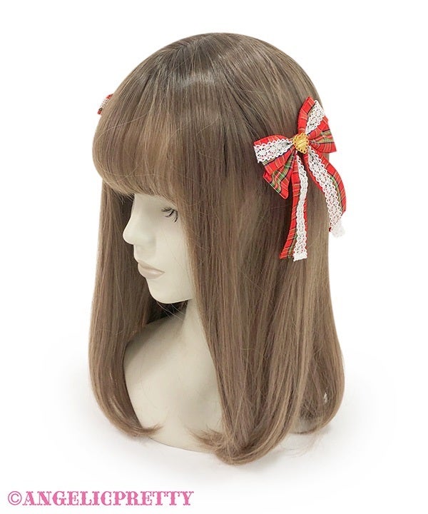 Tartan Feather Ribbon Clip Set by Angelic Pretty